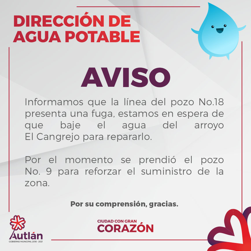 Gobierno de Autlán reporta fuga de agua potable - Letra Fría